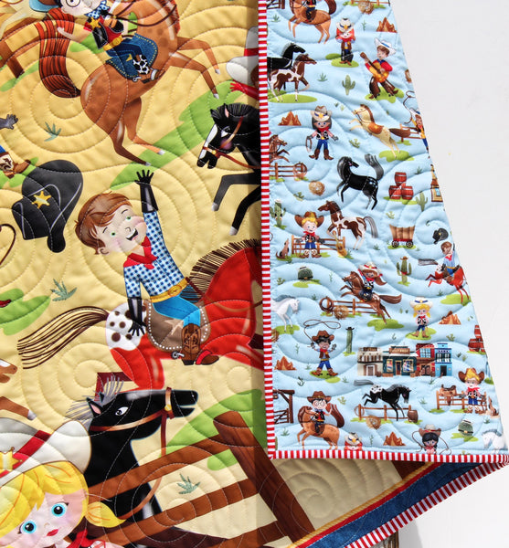 Cowboy Rodeo Panel Quilt Kit | Wild West Baby Quilt Sewing Kit