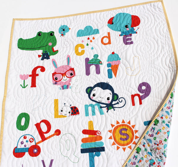 Alphabet Quilt Kit, Let's Play ABCs Baby Newborn Boy or Girl Animals L