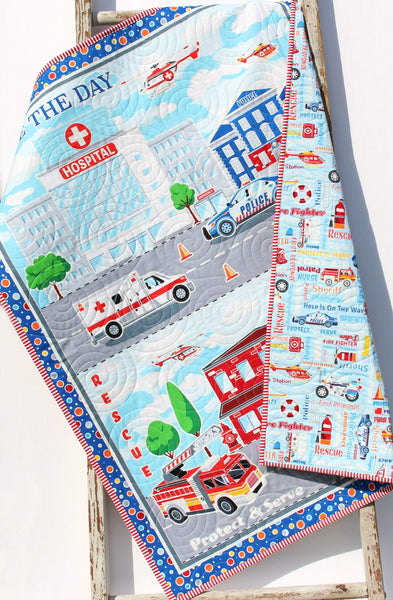 Quilt Kit Rescue Fire Fighter Ambulance Police Panel Quick Easy Fun Be
