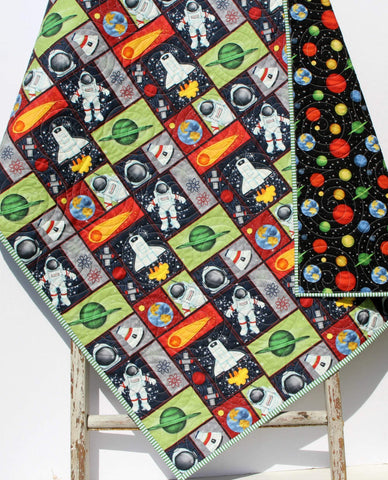 Solar System Baby Quilt – Space Nursery Crib Bedding Quilt