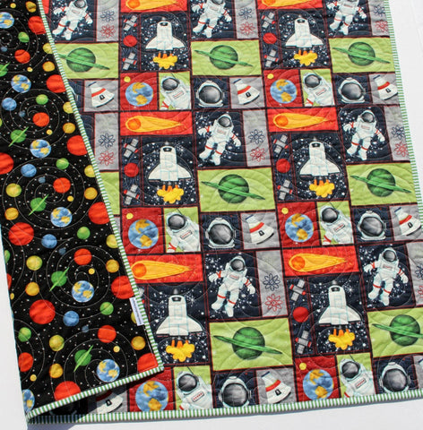 Solar System Baby Quilt – Space Nursery Crib Bedding Quilt