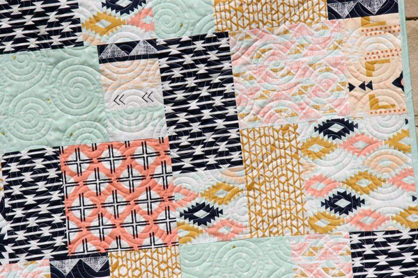 Tribal Modern Block Quilt, Arizona Aztec Crib Bedding