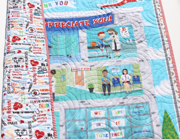Quilt Kit Panel Nurses Hospital Doctors Ambulance Quick Easy Fun Begin